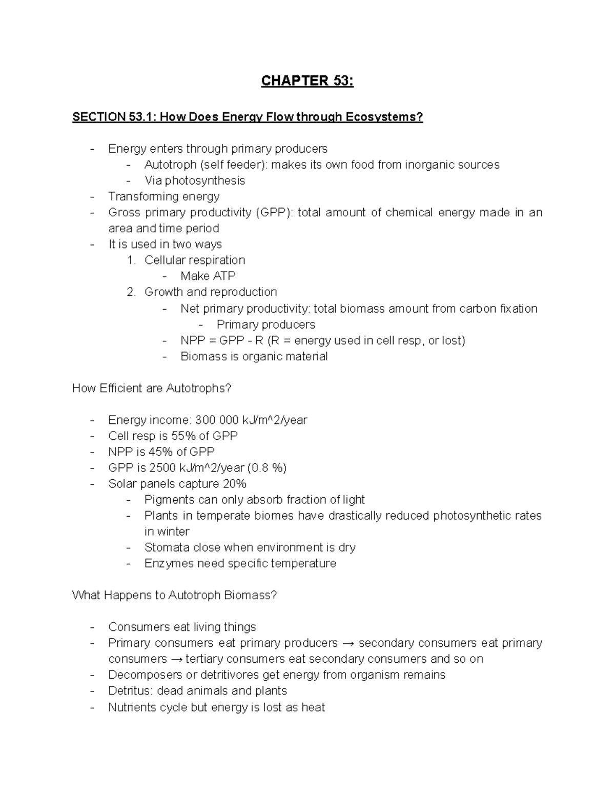 Chapter 53 Notes - BIO1M03 - McMaster - Studocu