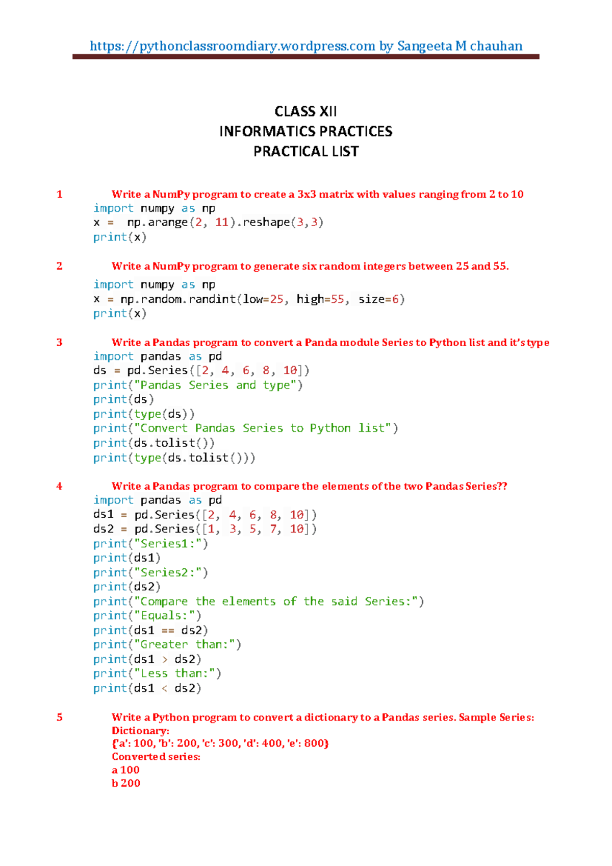 Practical list-ip-solution-1 - CLASS XII INFORMATICS PRACTICES ...