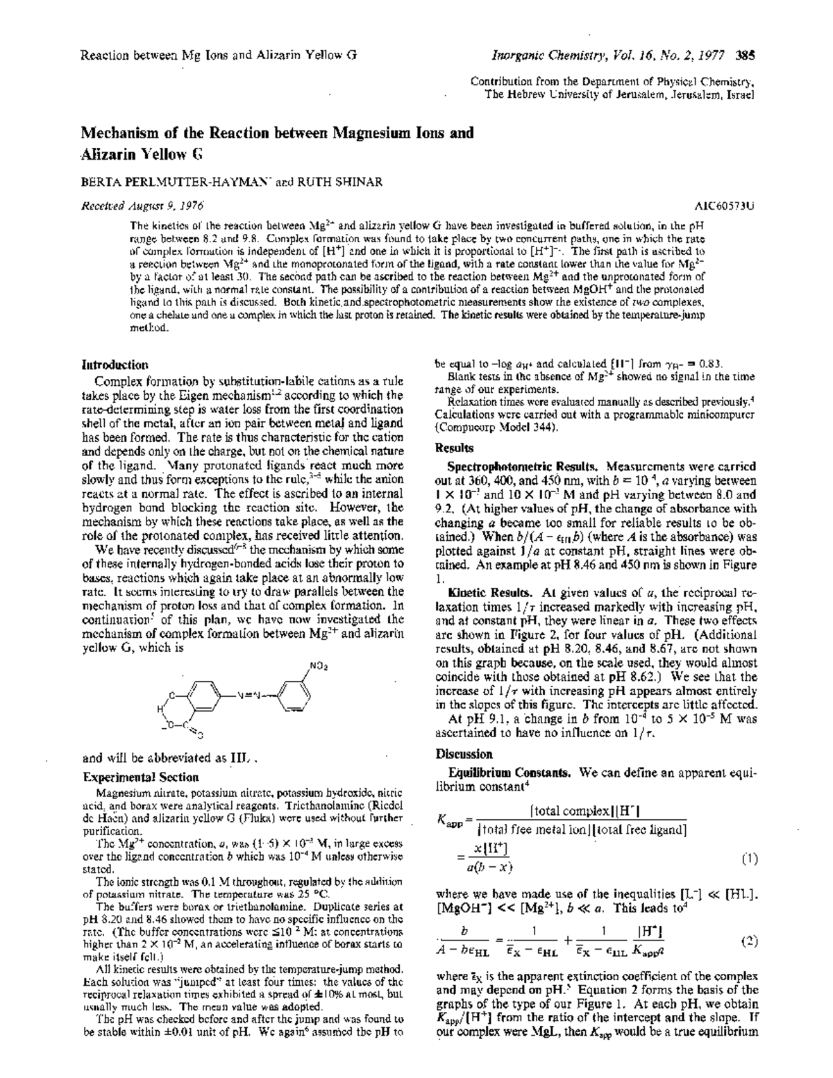 Mechanism of the reaction between magnes - Reaction between Mg Ions and ...