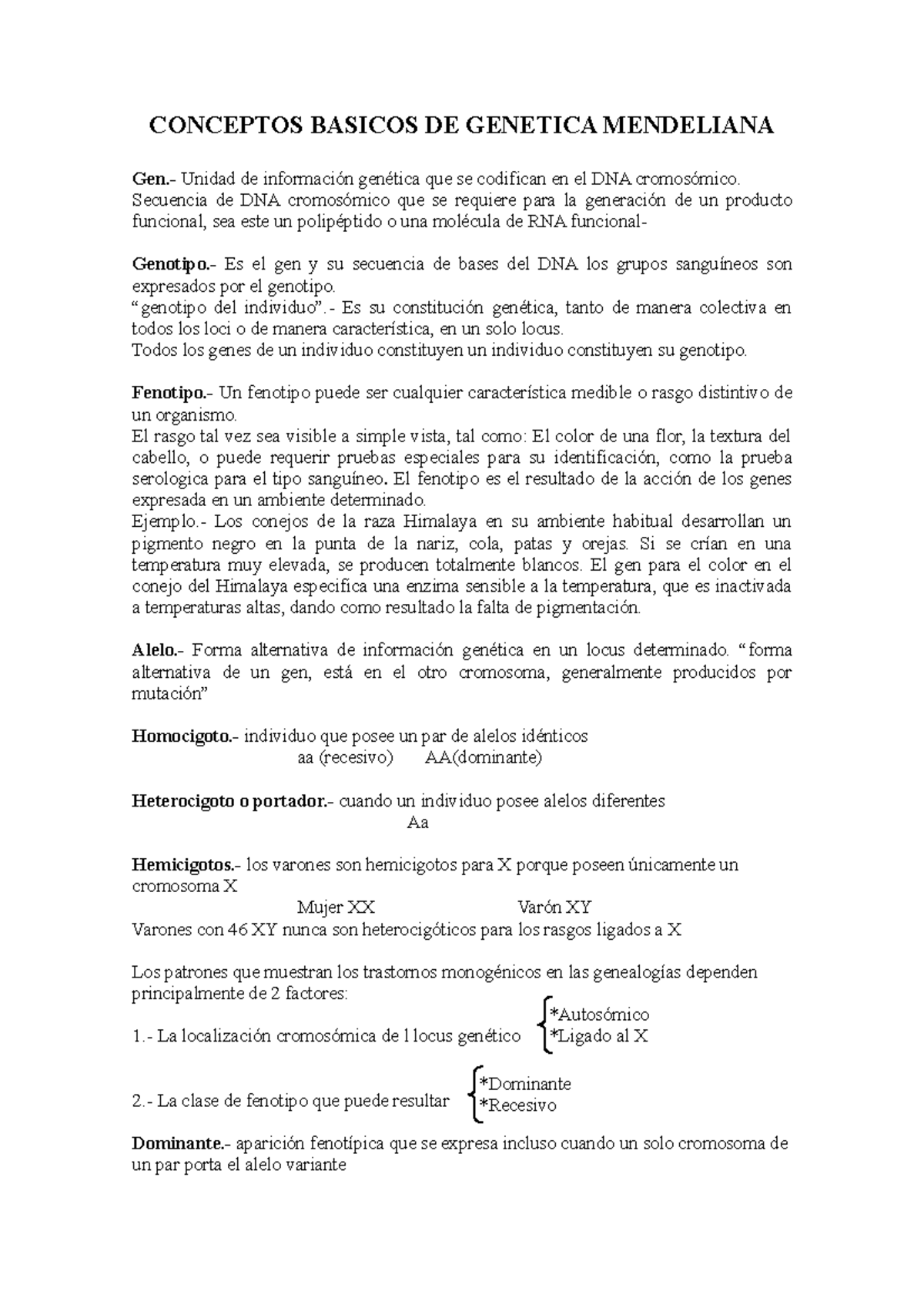 18 Genetica Mendeliana - CONCEPTOS BASICOS DE GENETICA MENDELIANA ...