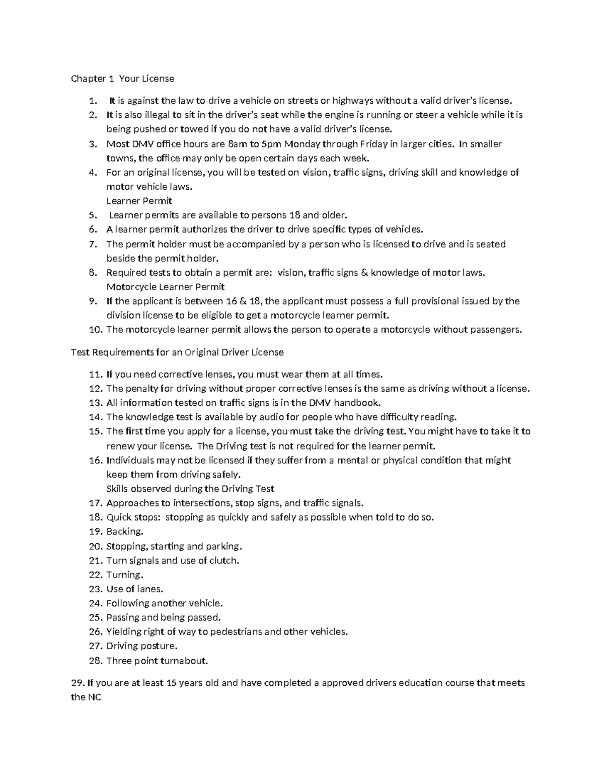 Ch 1 Guided Notes Your License - Chapter 1 Your License 1. It is ...