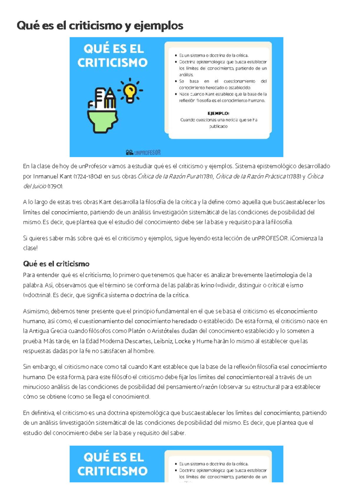 Qué es el criticismo y ejemplos - unprofesor - Qué es el criticismo y ...