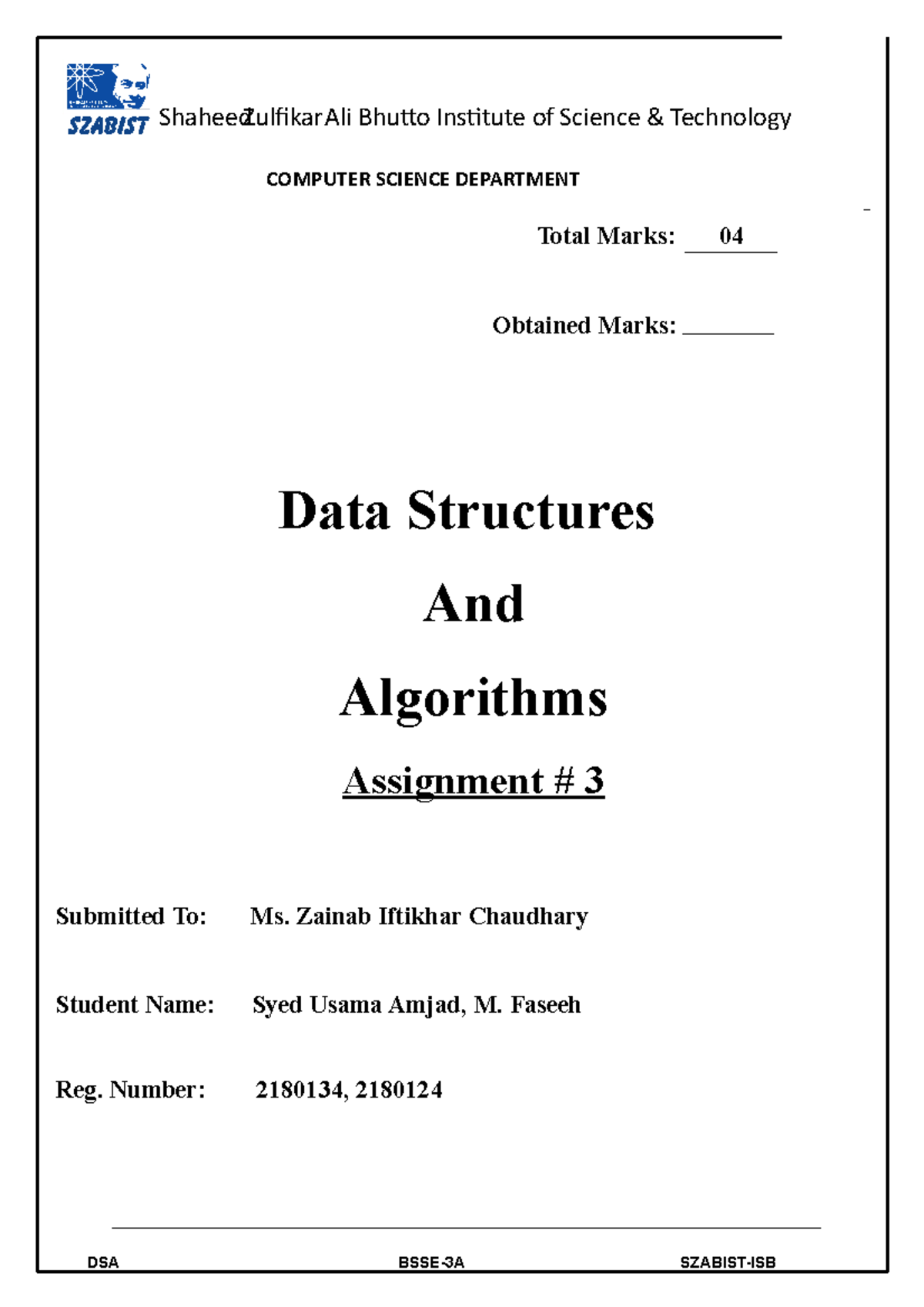 ITM A3 - assignment of introduction to management - COMPUTER SCIENCE DEPARTMENT Total Marks: 04 ...