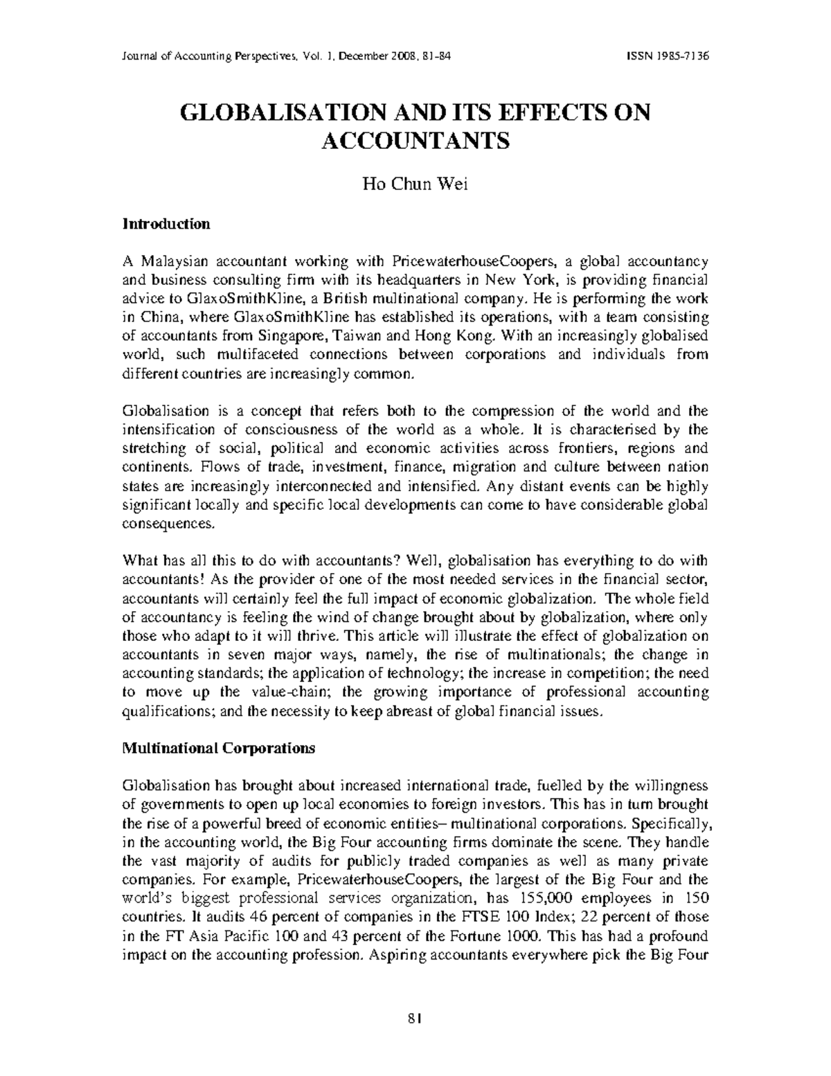 Globalization on Management Accounting and Accountants - Journal of ...
