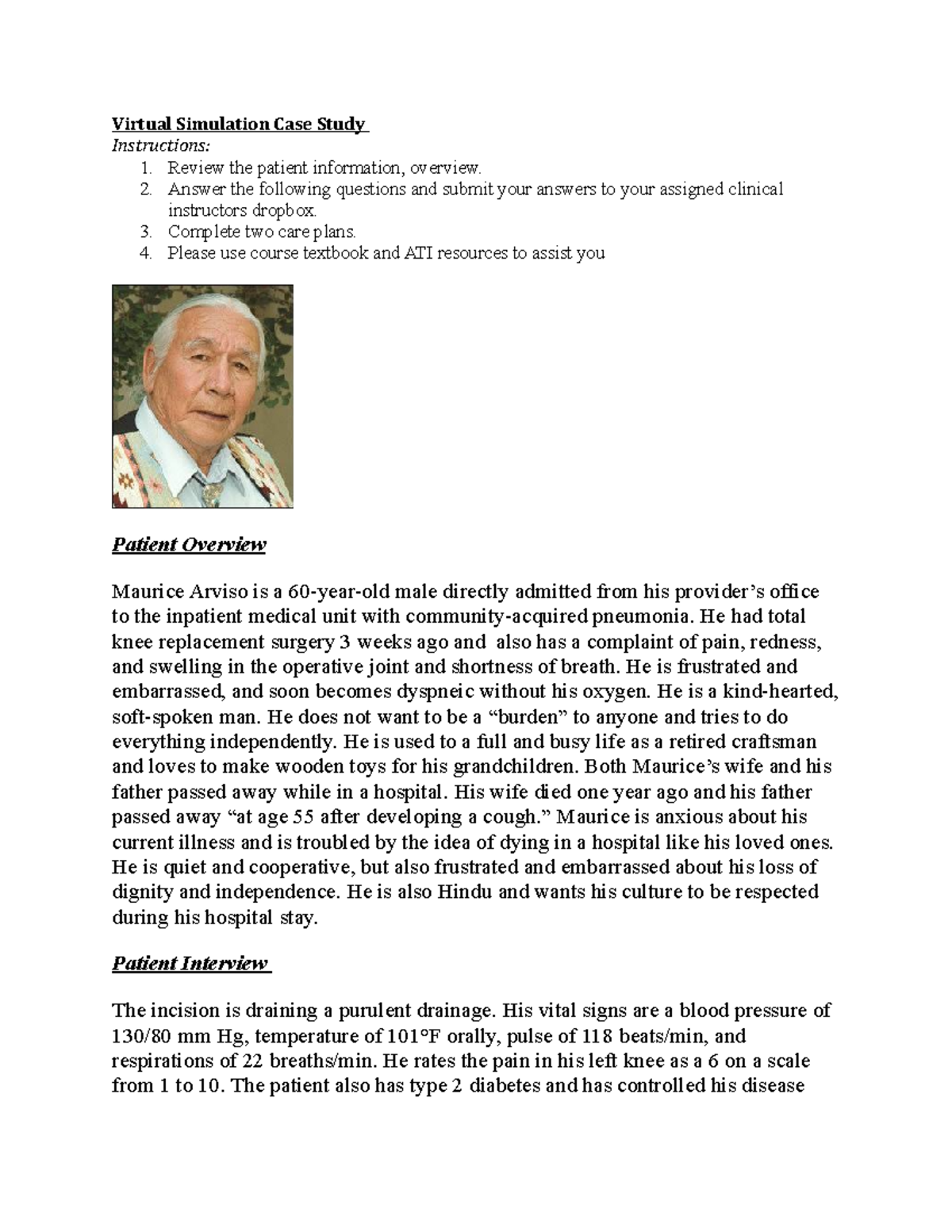 Virtual Simulation Case Study- week 3 Spring 2020 - Virtual Simulation ...