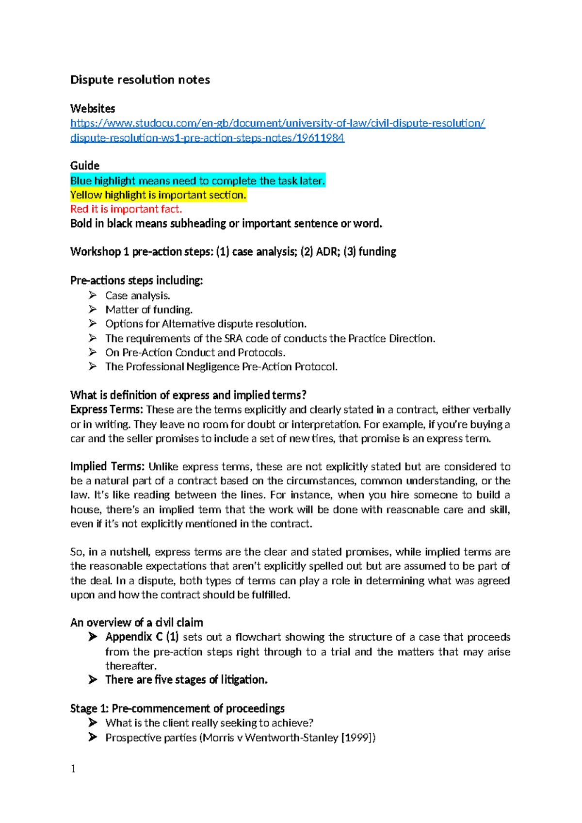 Dispute resolution notes - Dispute resolution notes Websites - Studocu