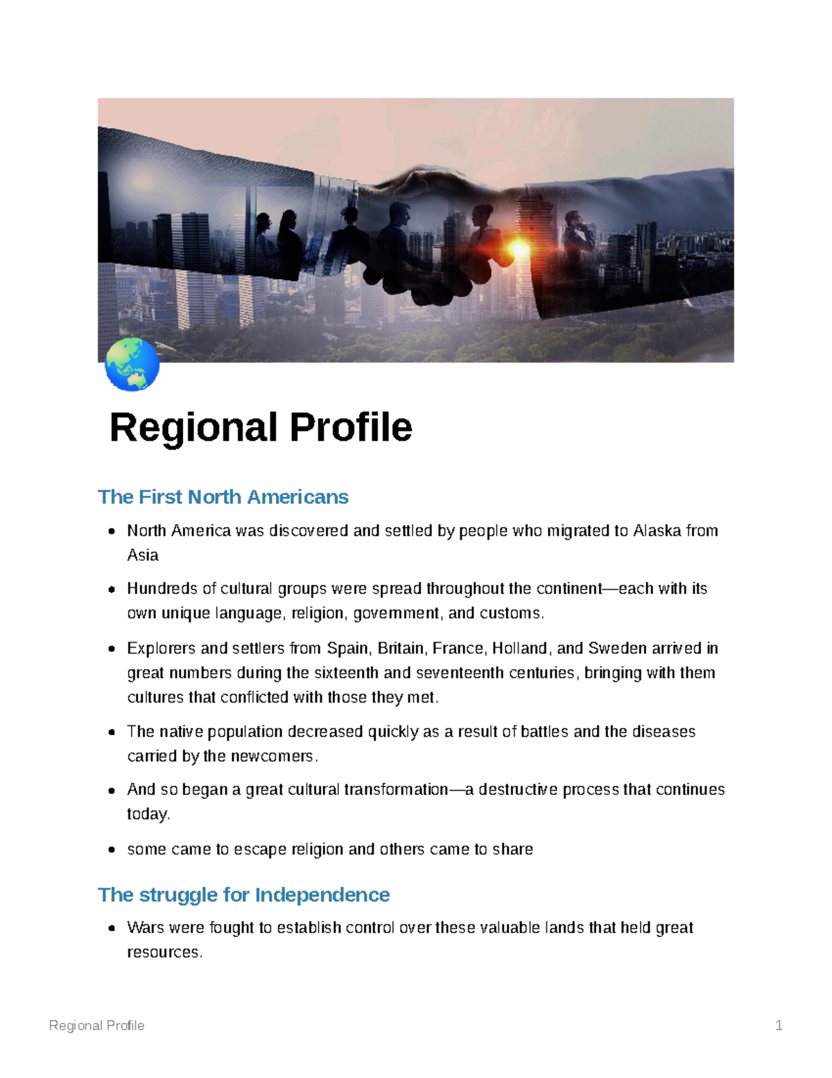 chapters 1 and 2 - Regional Profile 1 Regional Profile The First North ...