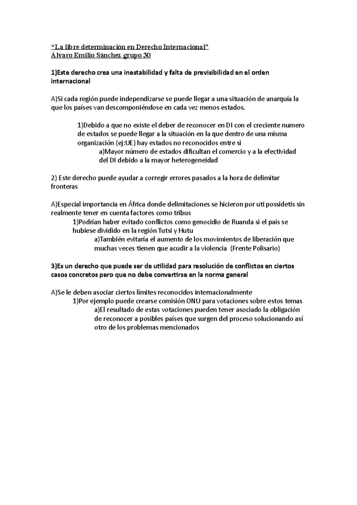 Practica “La libre determinación en Derecho Internacional - “La libre ...