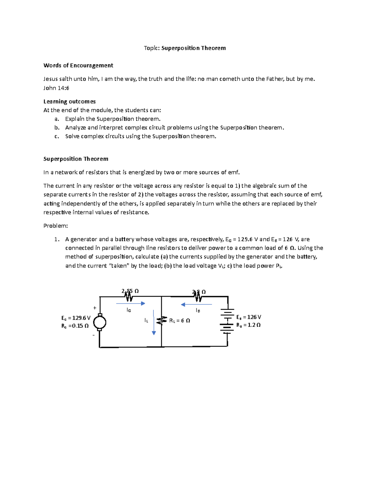 Superposition Theorem - Topic: Superposition Theorem Words of ...