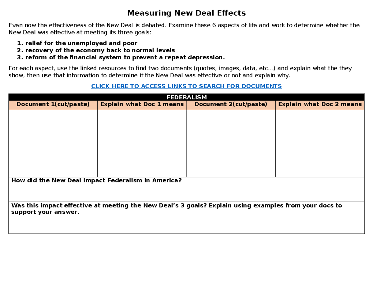 Measuring New Deal Effects (1) - Measuring New Deal Effects Even now ...