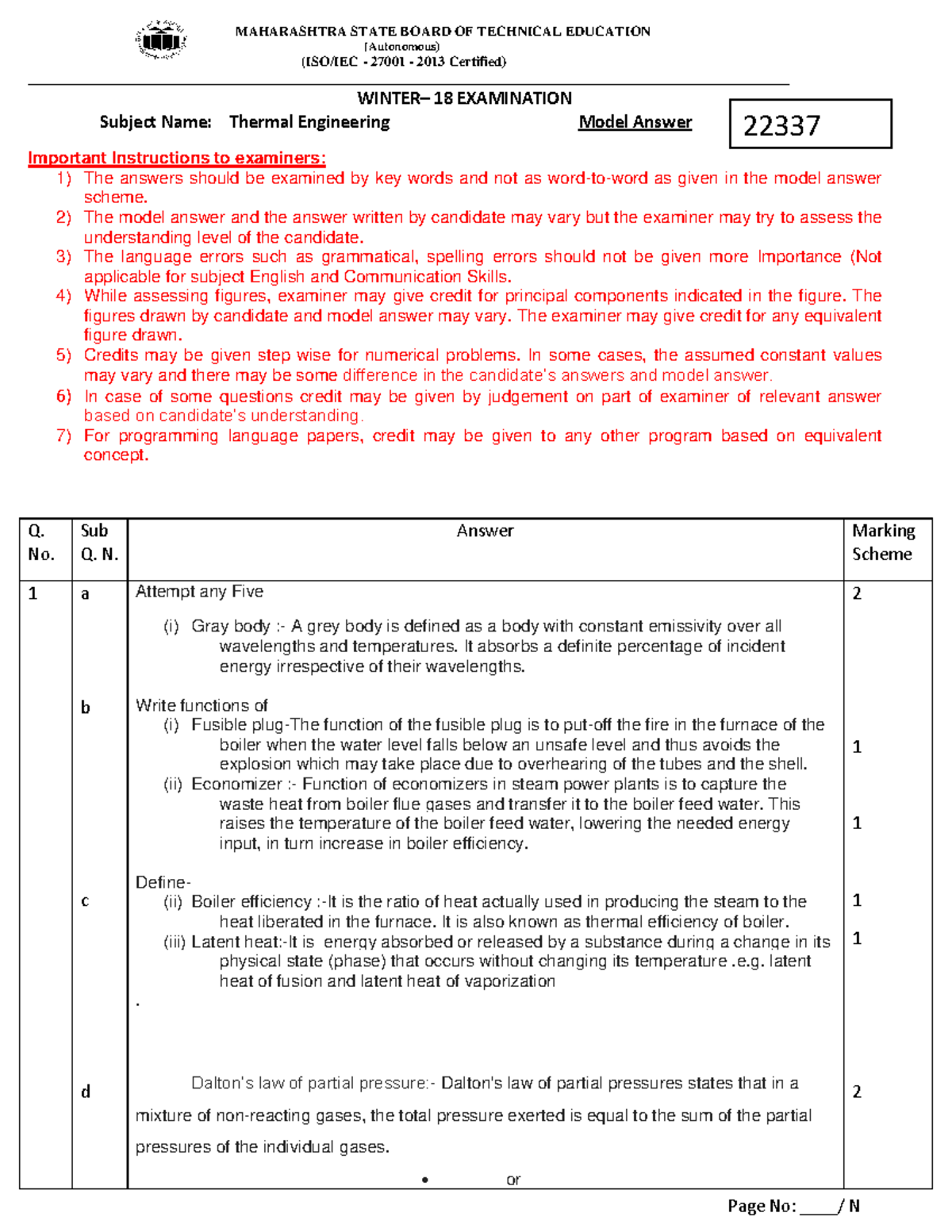 Thermal 2018-Winter-model-answer-paper - (Autonomous) (ISO/IEC - 27001 ...