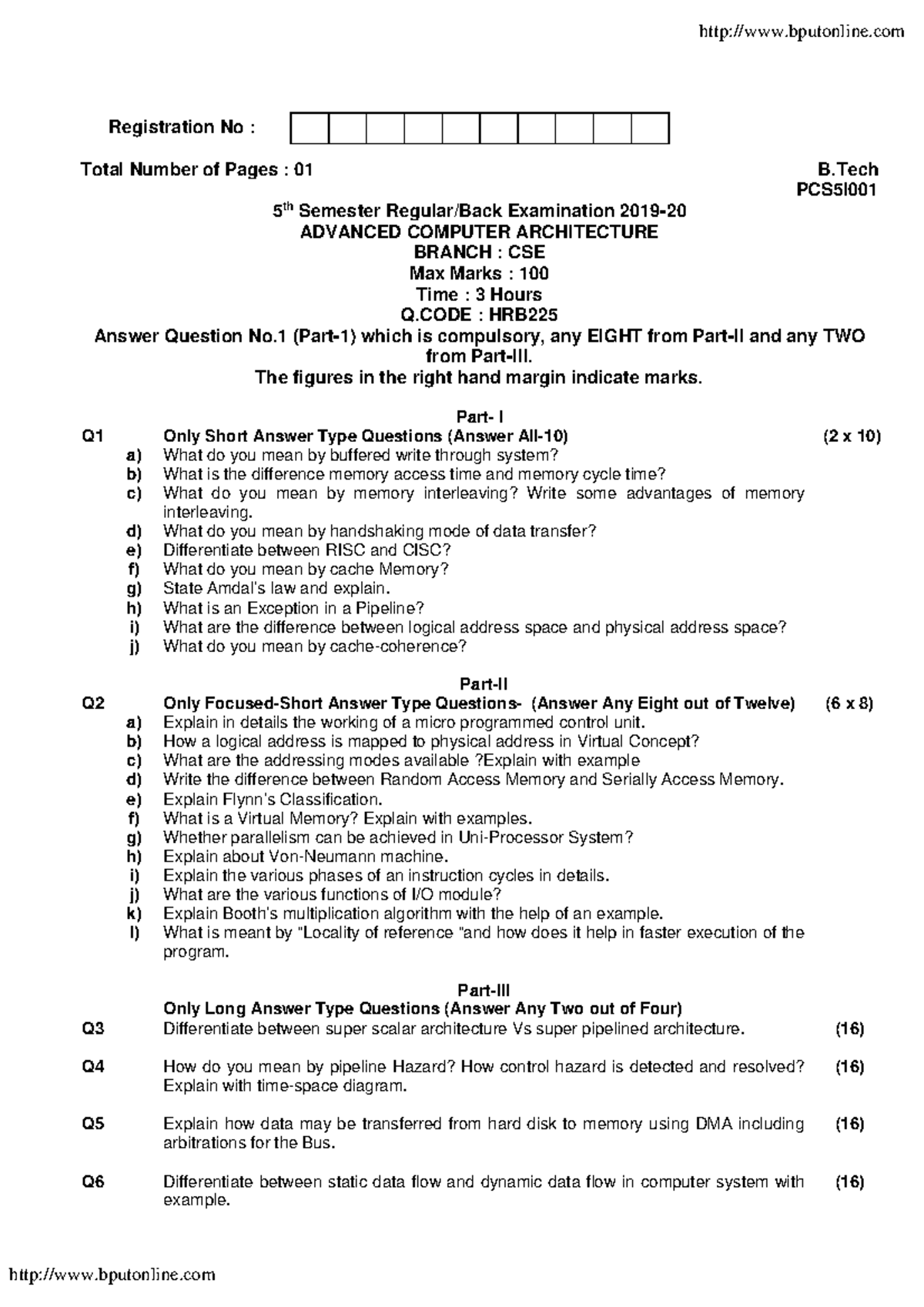 Btech cse 5 sem advanced computer architecture pcs5i001 2020 ... Btech cse 5 sem advanced computer architecture pcs5i001 2020 ...