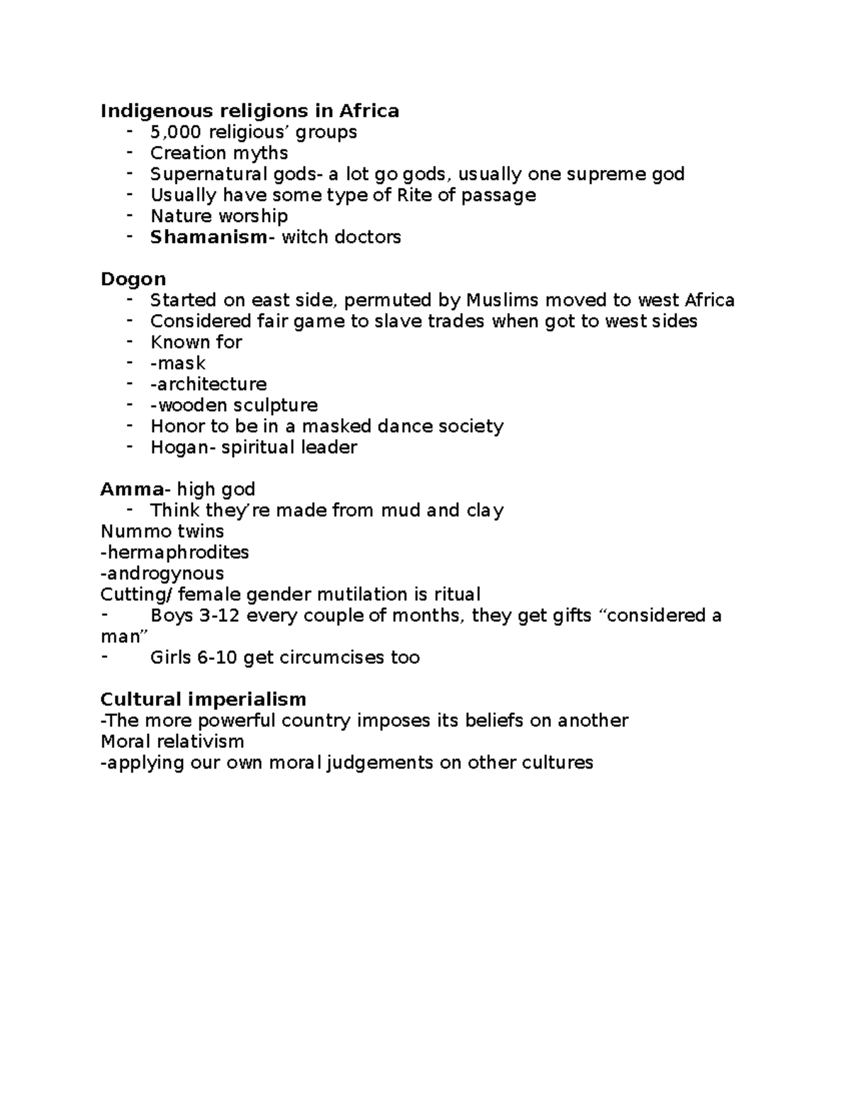 Indigenous religions in Africa - Studocu