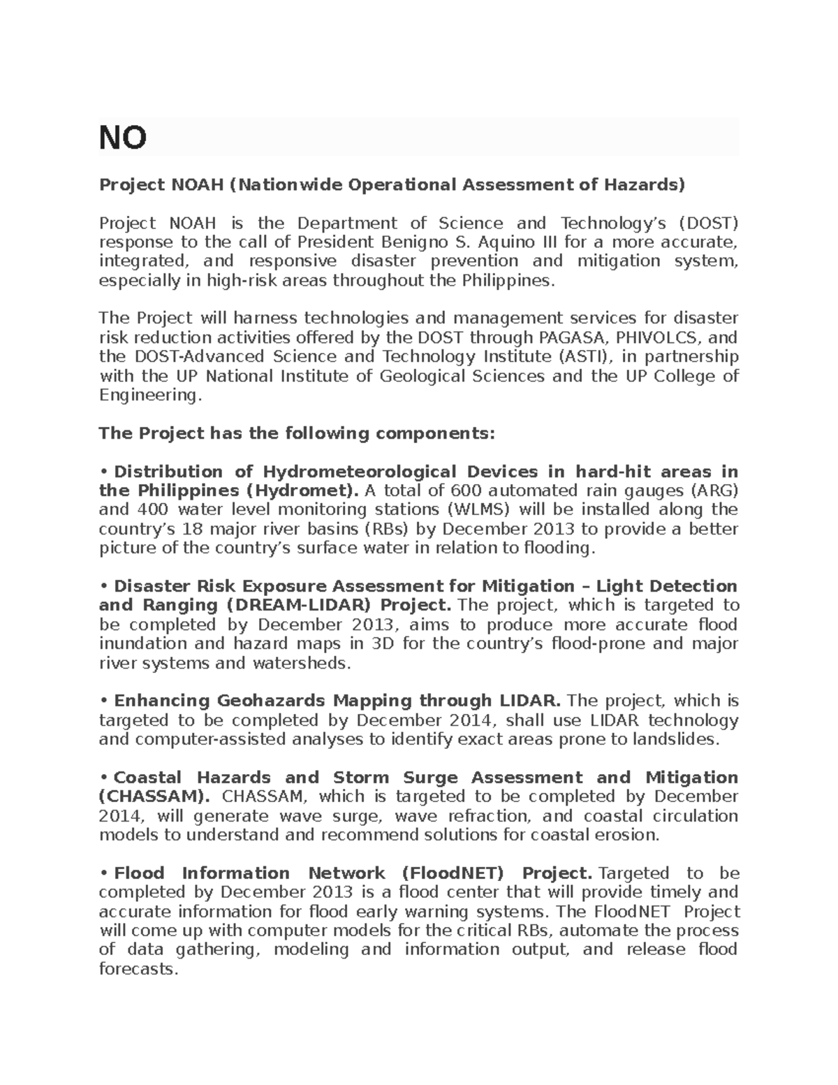 Project NOAH Research (Science) - NO Project NOAH (Nationwide ...