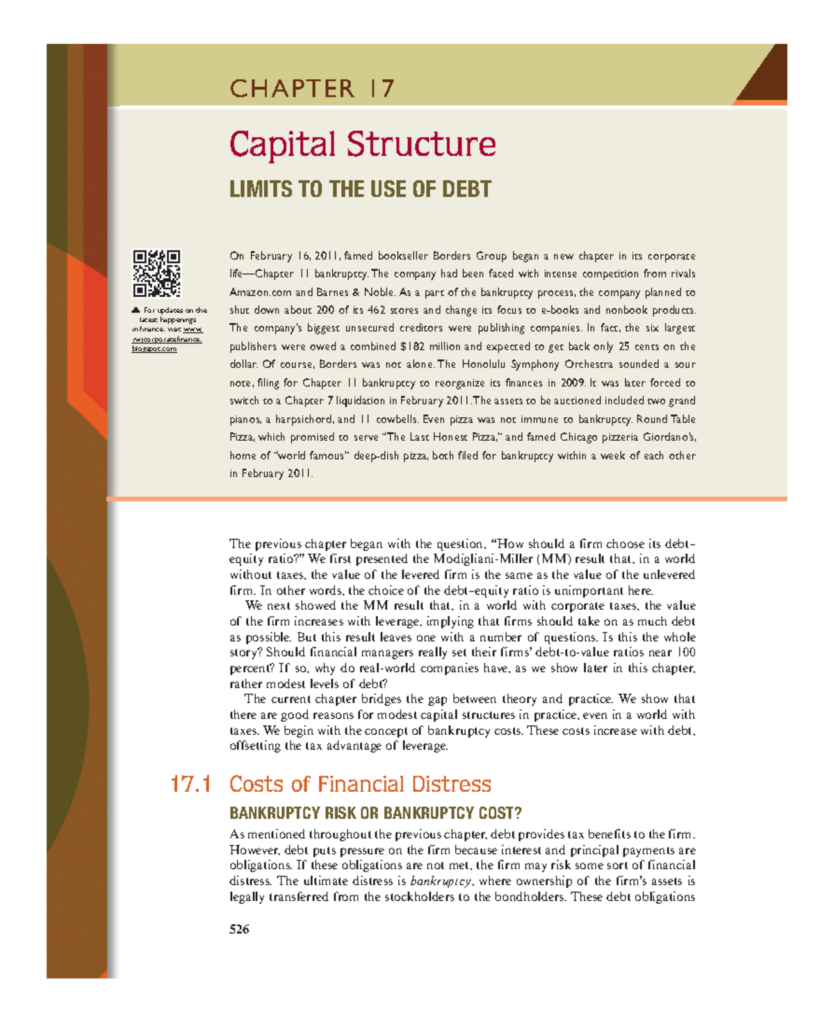 Chapter 17 - ####### 526 CHAPTER 17 Capital Structure LIMITS TO THE USE ...
