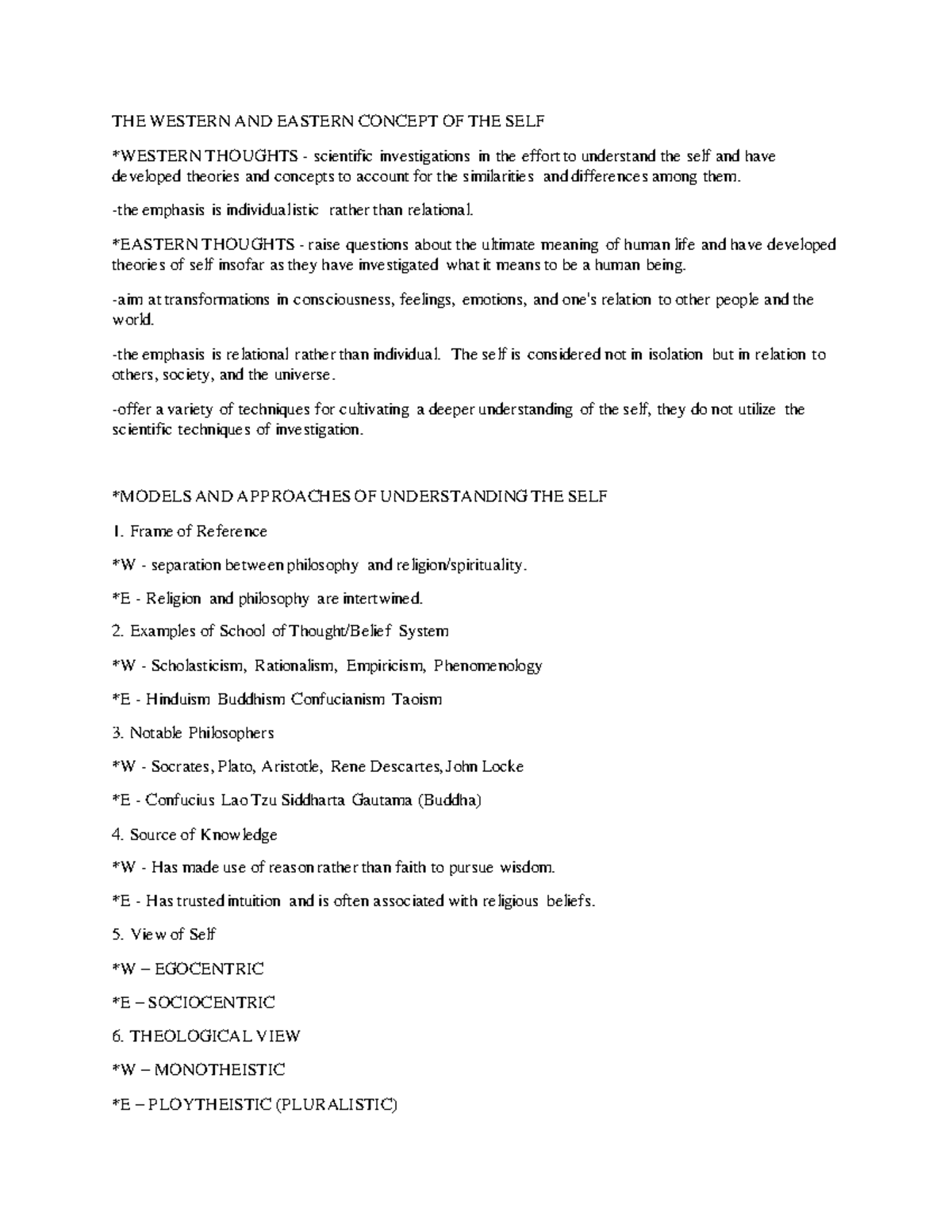 The Western and Eastern Concept of the Self - THE WESTERN AND EASTERN ...