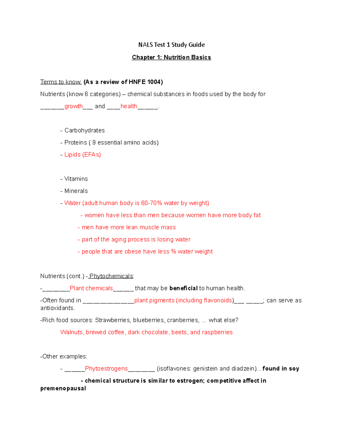 NALS Test 1 Study Guide - NALS Test 1 Study Guide Chapter 1: Nutrition ...