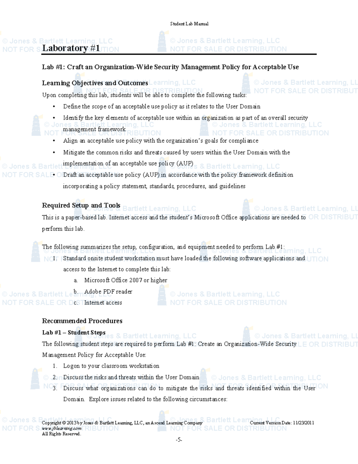 11 09 2024 Lab01 - lab - Copyright © 2013 by Jones & Bartlett Learning, LLC, an Ascend Learning ...