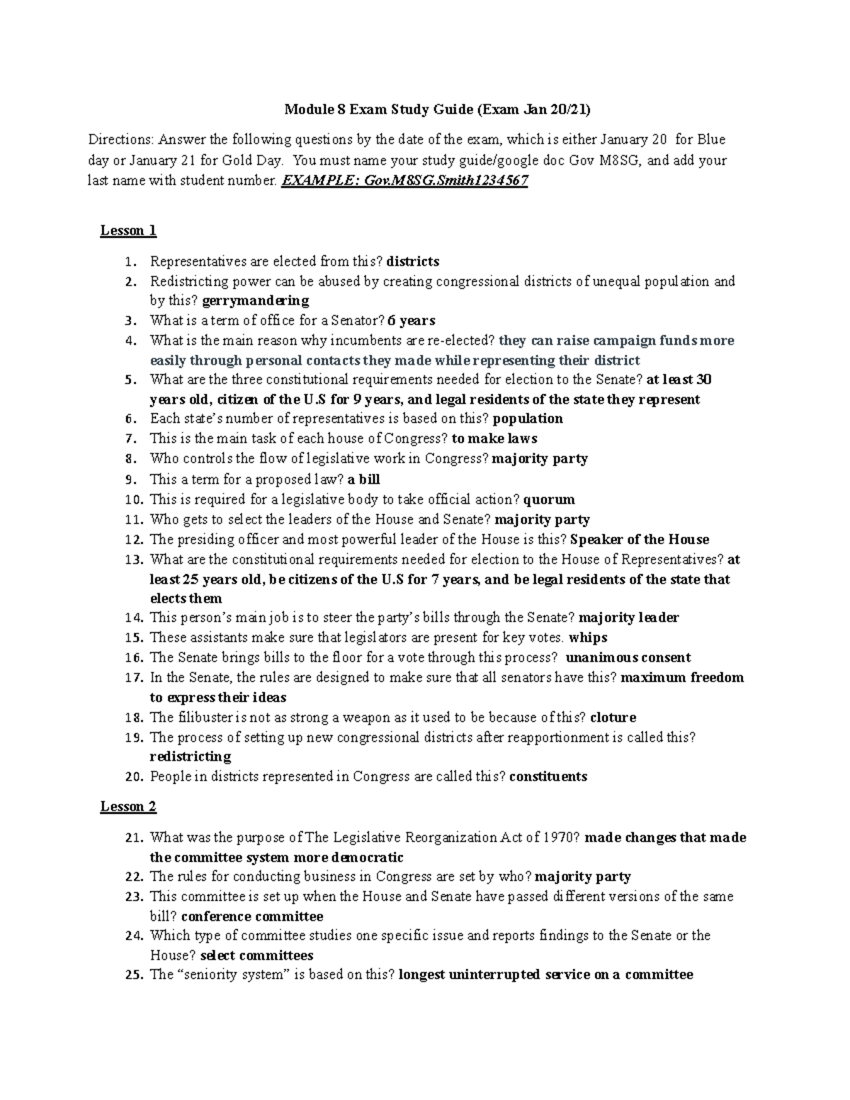 Government Module 8 Exam Study Guide - Module 8 Exam Study Guide (Exam ...