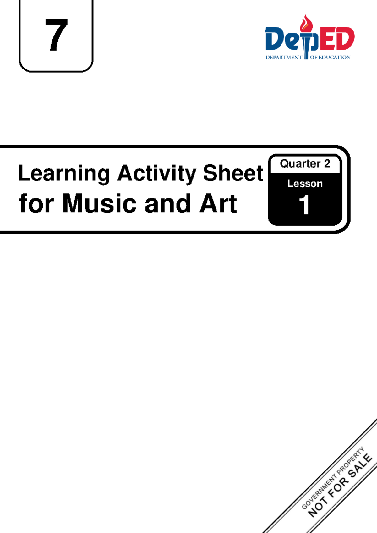 Q2 WS Music and Arts 7 Lesson 1 Week 1 - Learning Activity Sheet for ...