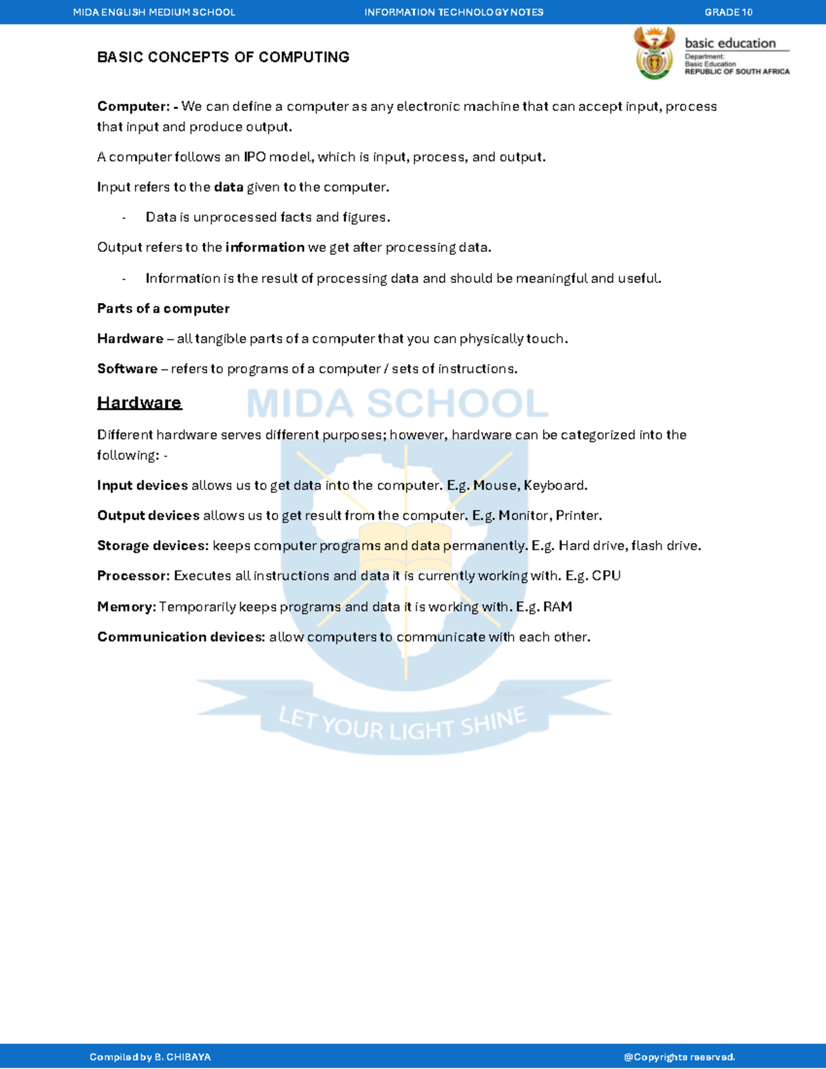 Motherboards - Notes and assignments - BASIC CONCEPTS OF COMPUTING ...