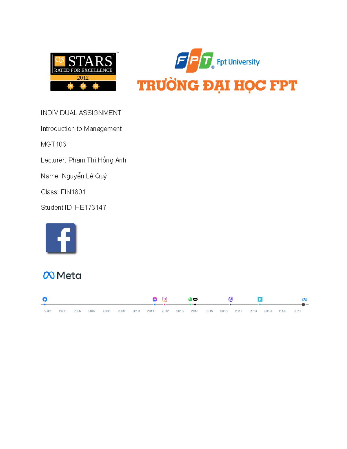 Individual Assignment MGT103 - INDIVIDUAL ASSIGNMENT Introduction to Management MGT Lecturer ...