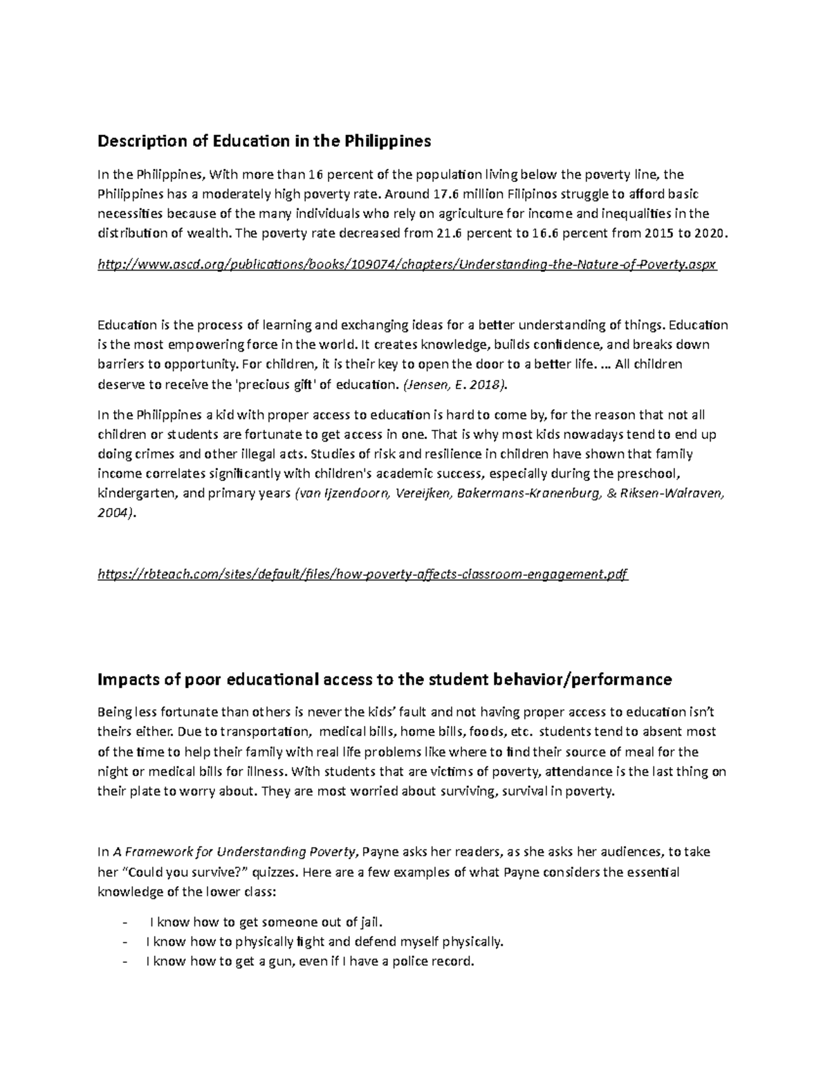 7 TCW Education IN PH Description Of Education In The Philippines In
