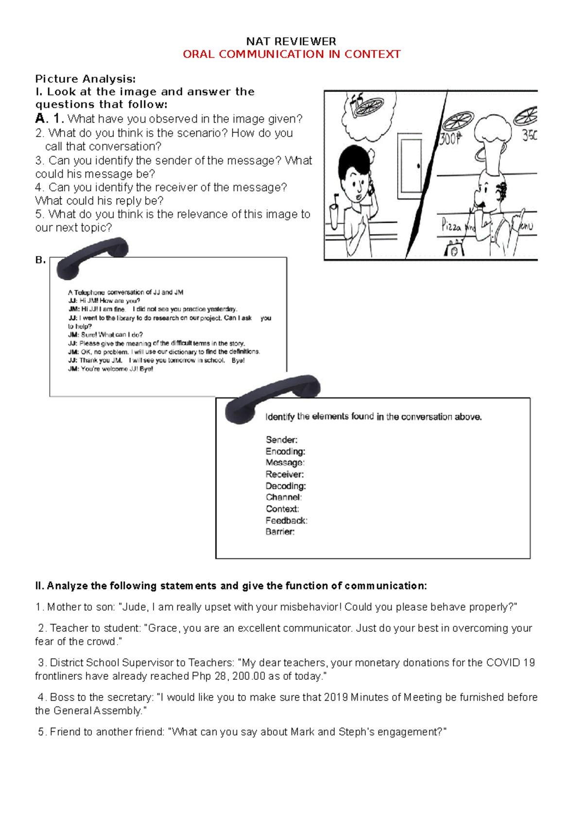Oral - Review Test - NAT REVIEWER ORAL COMMUNICATION IN CONTEXT Picture ...