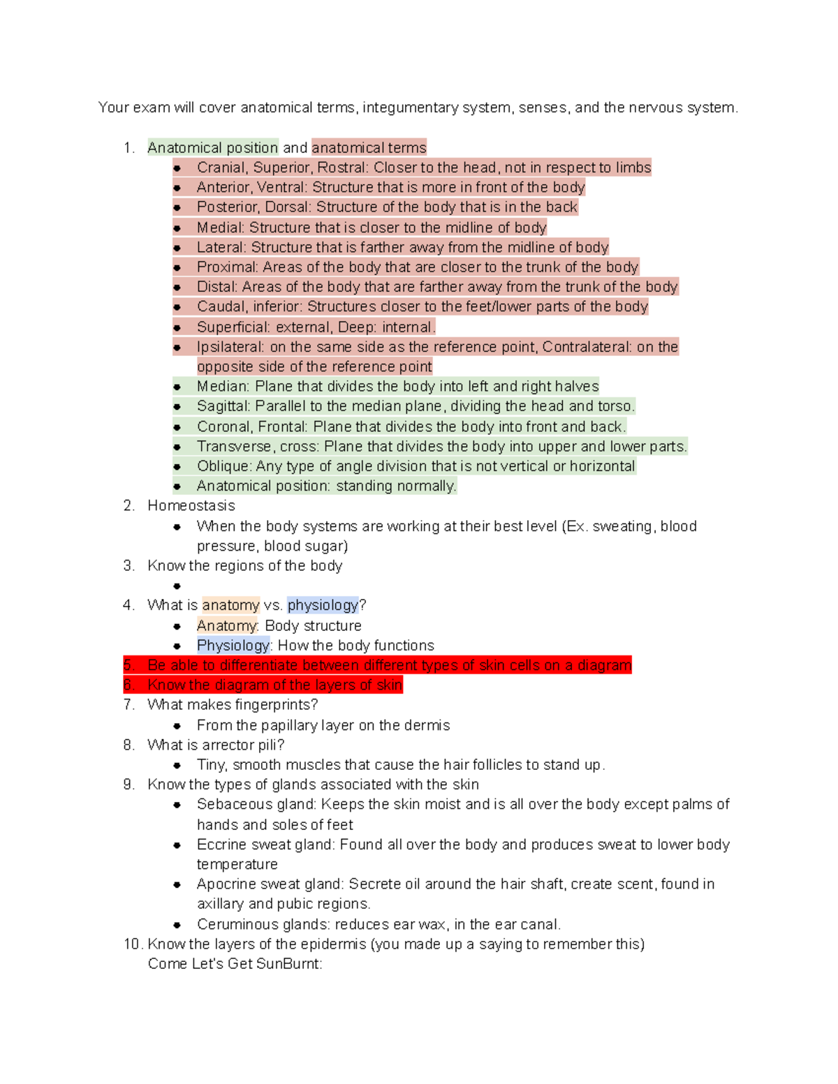 2023 Midterm Anatomy Review - Your exam will cover anatomical terms ...