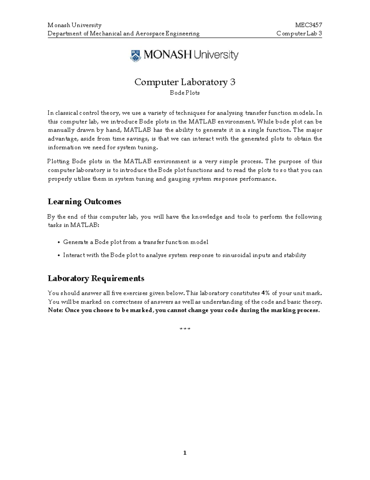 MEC3457 Computer Lab 3 - Lab handout - Department of Mechanical and Aerospace Engineering ...