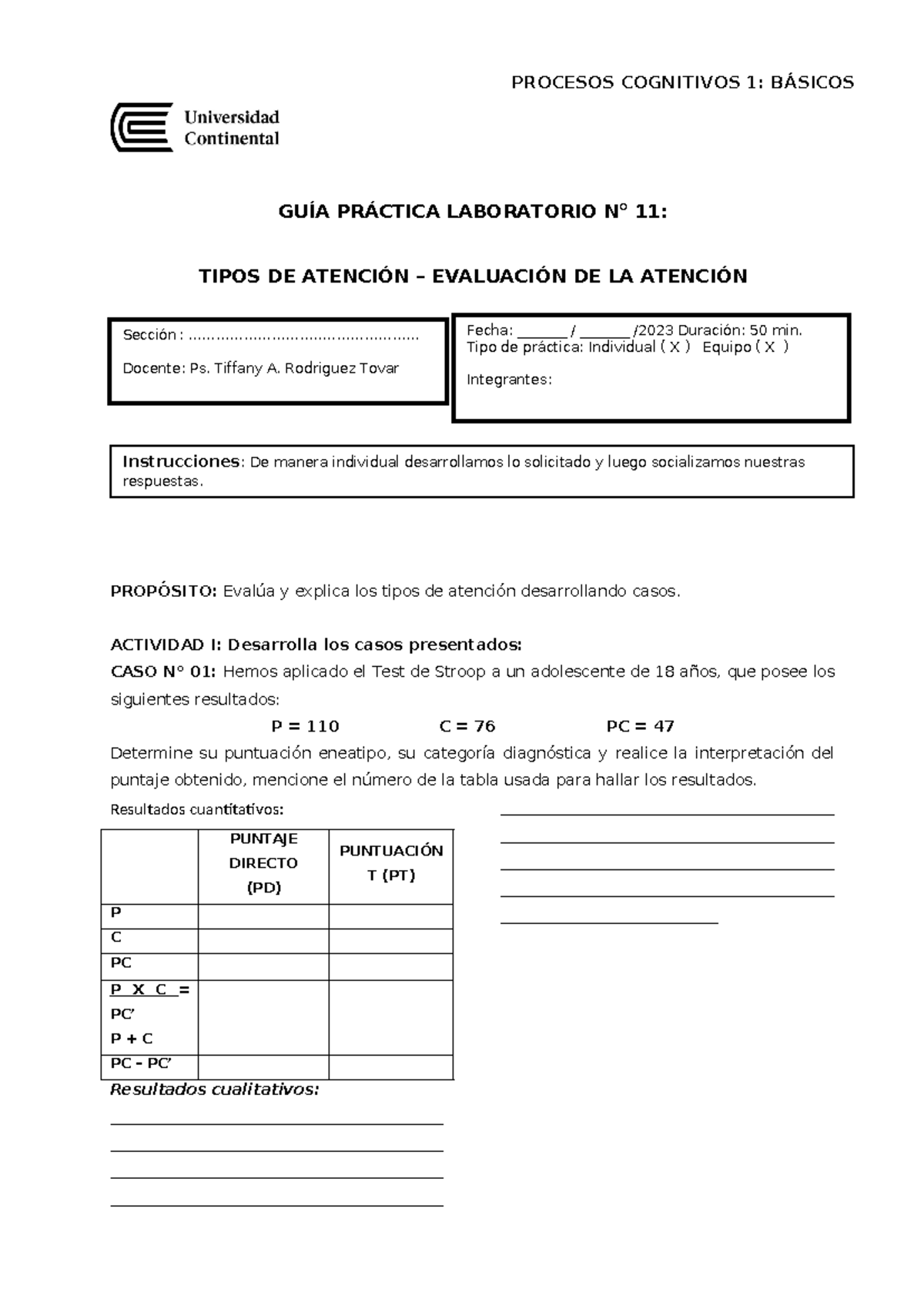 GUÍA PRÁ Ctica Laboratorio N°11 - Sección ...