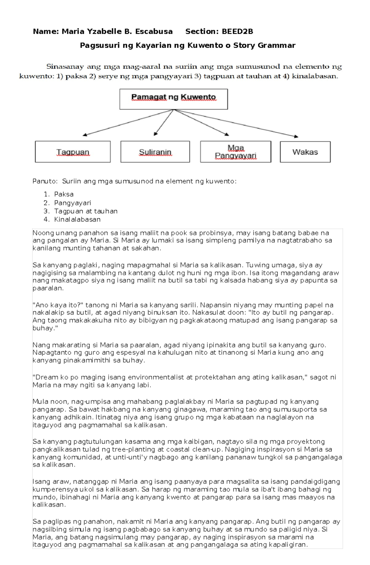Activity 2 Filipino - Hsiskqnw - Name: Maria Yzabelle B. Escabusa ...
