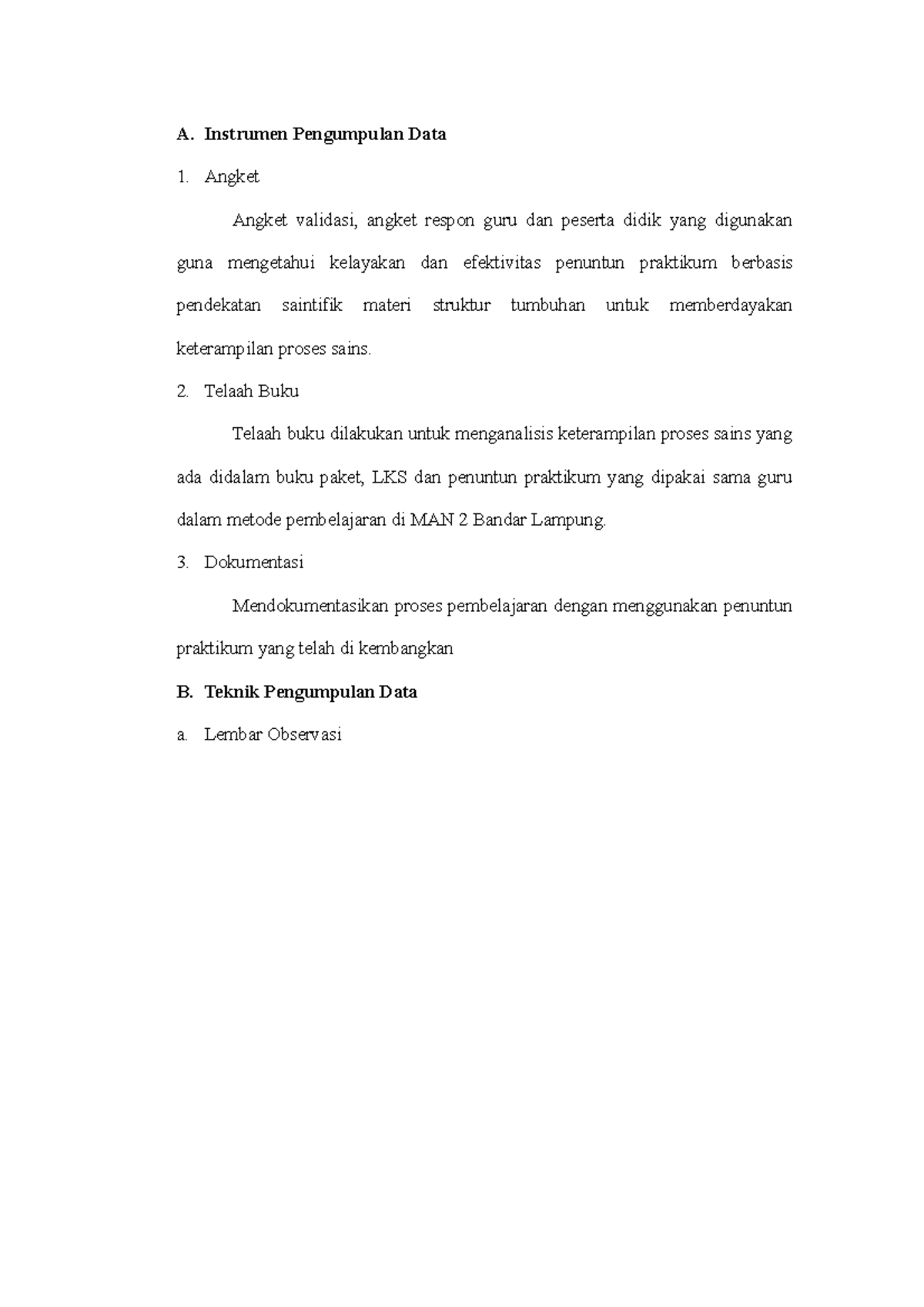 Instrumen Pengumpulan Data - A. Instrumen Pengumpulan Data Angket ...