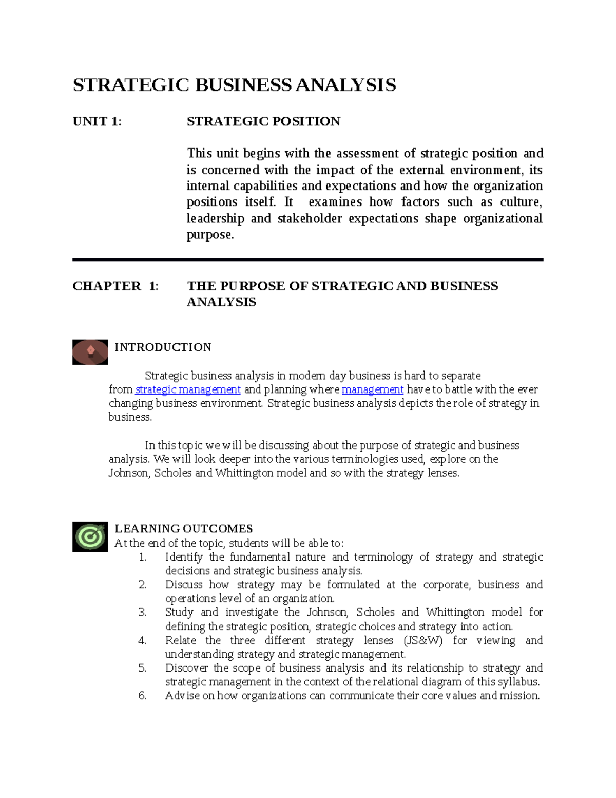 Chapter 1 Strategic Business Analysis STRATEGIC BUSINESS ANALYSIS