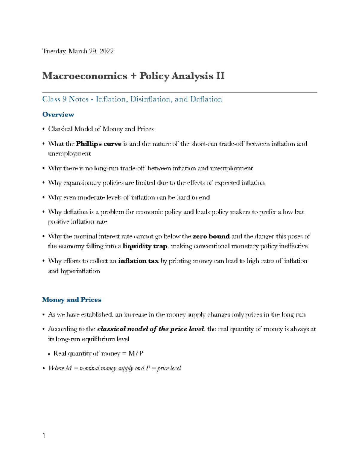 MPPII - Inflation, Disinflation, and Deflation - Tuesday, March 29 ...