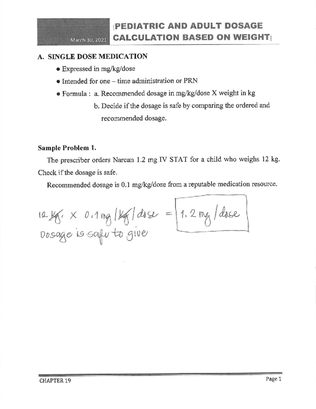 Peds Safe Dosafe Range A - PEDIATRIC AND ADULT DOSAGE March 30, 2021 ...