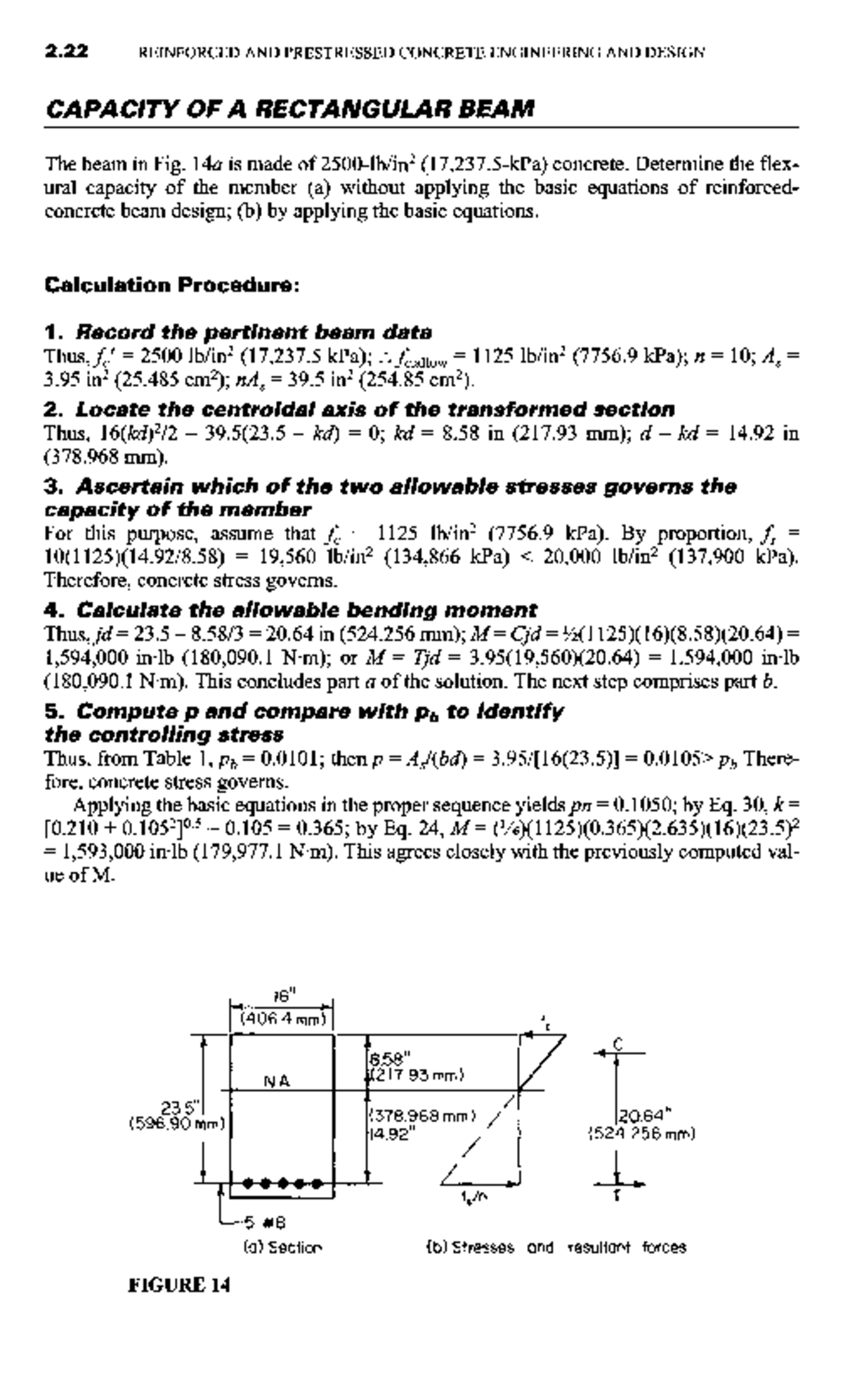 Handbook of civil engineering calculations 38 - CAPACITY OFA RECTANGULAR BEAM The beam in Fig ...