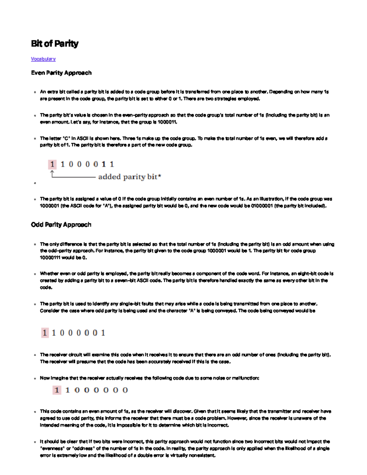 Bit of Parity - Prof. F. Fischman - Bit of Parity Vo c a b u l a r y E ...