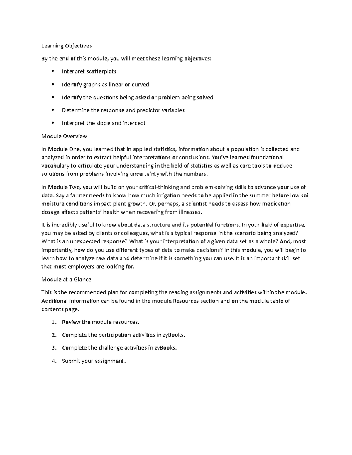 Module 2s - Learning Objectives By the end of this module, you will ...