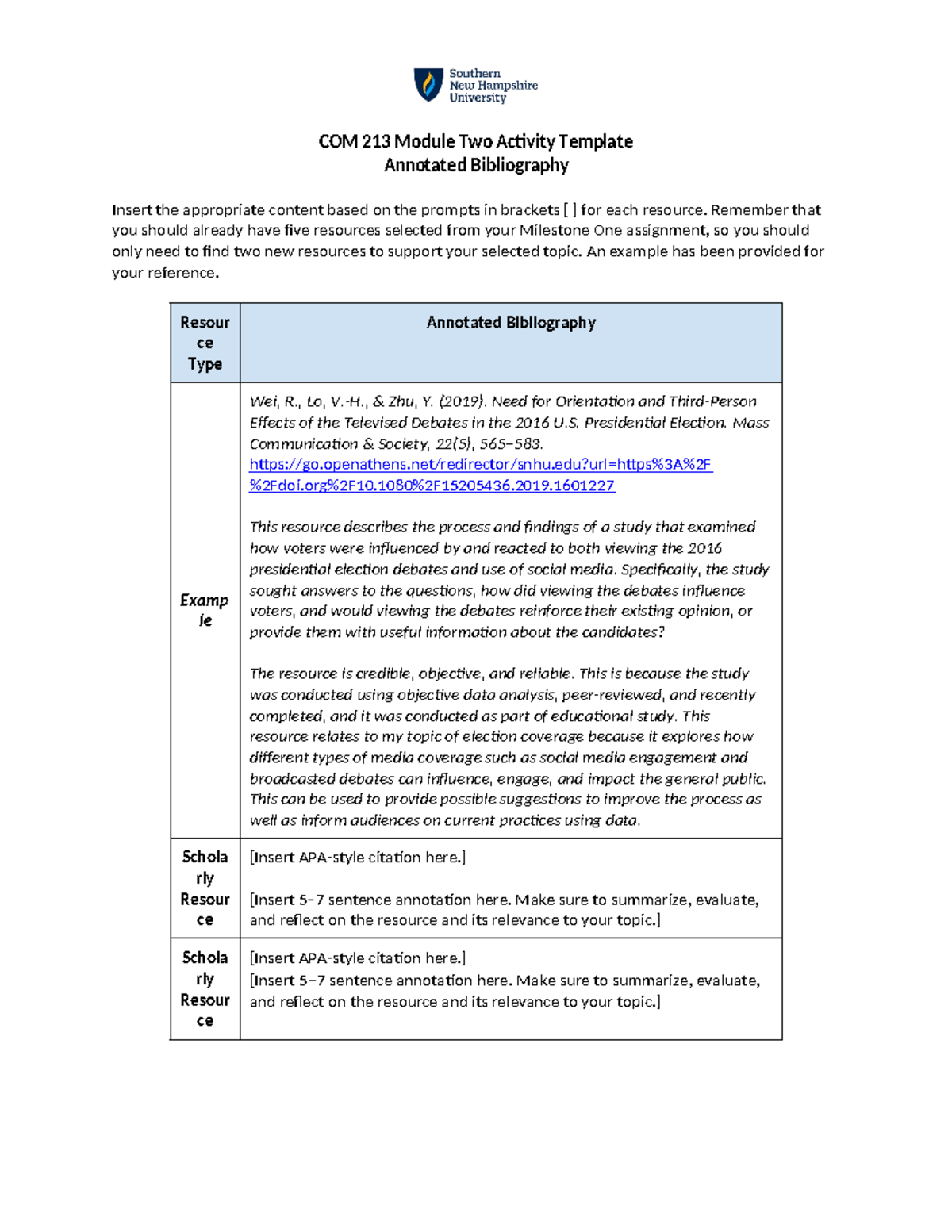 COM 213 Module Two Activity - Remember that you should already have ...