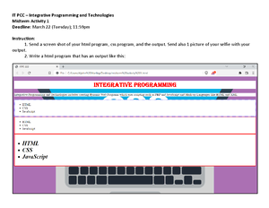 Pre-Finals Exam ITPC 222 - IT PCC 222 – Integrative Programming and Technologies Pre-Finals Exam ...