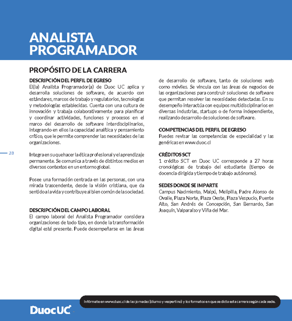 Analista- Programador - 28 Infórmate en w w w .duoc de las j ornadas ...