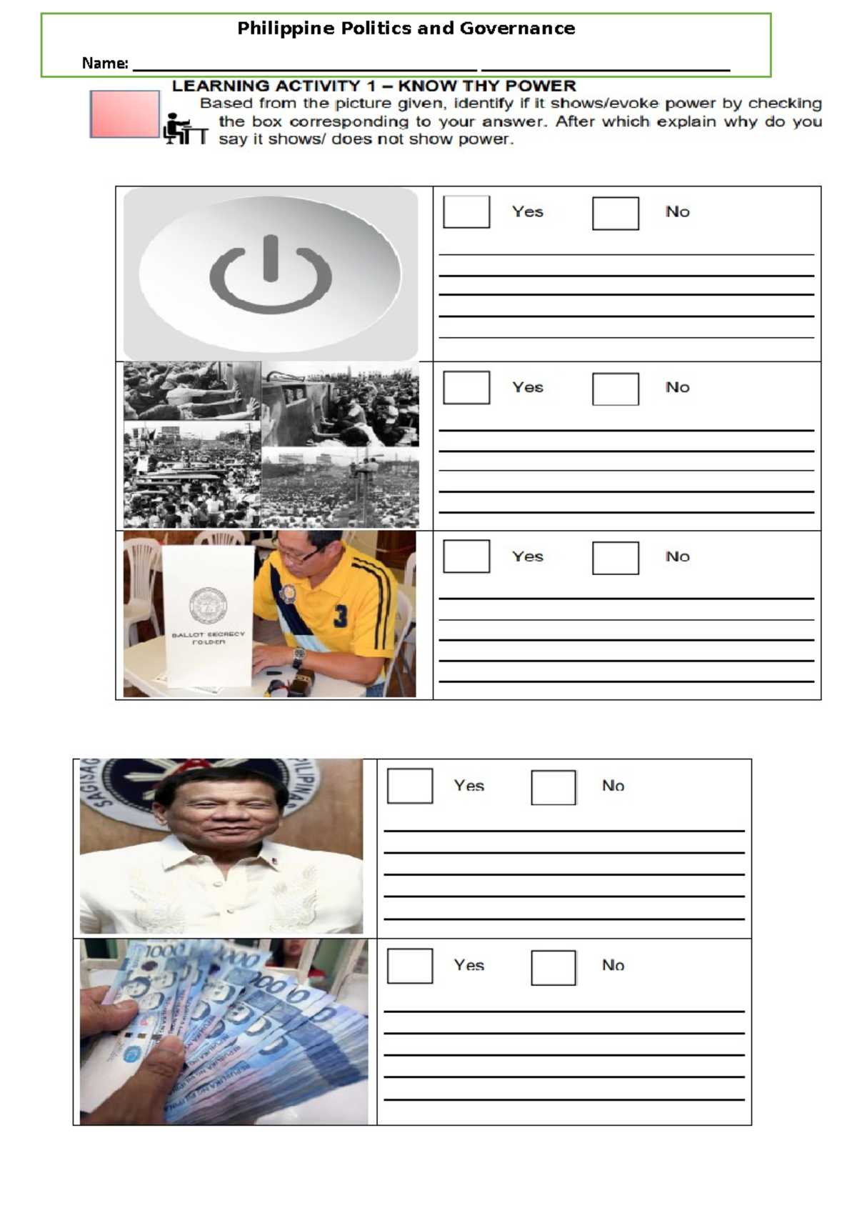 Activity for 2nd week philippine Politics and Governance - BS Nursing ...