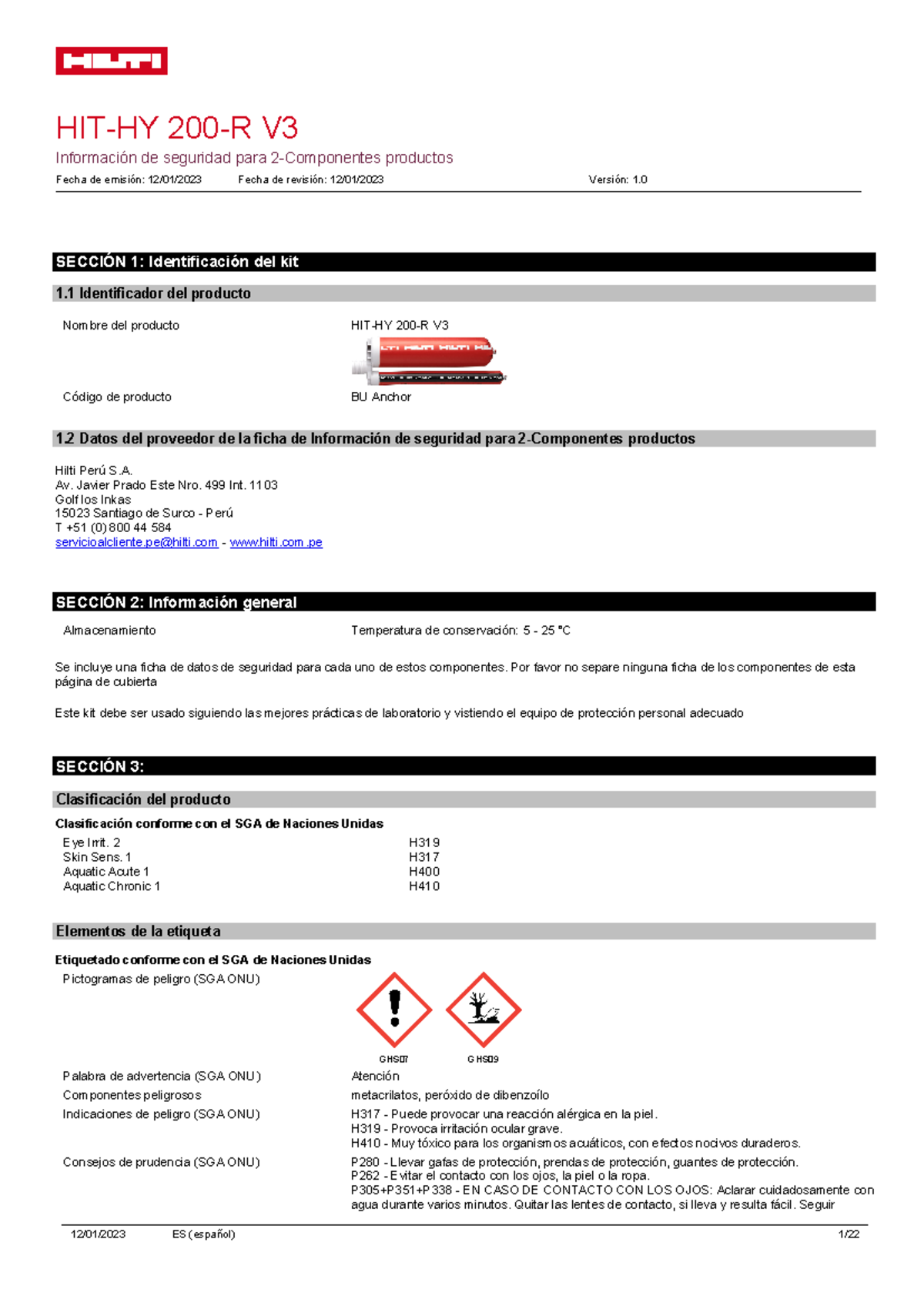 Material safety datasheet HIT HY 200 R V3 ES Material safety datasheet IBD WWI ...