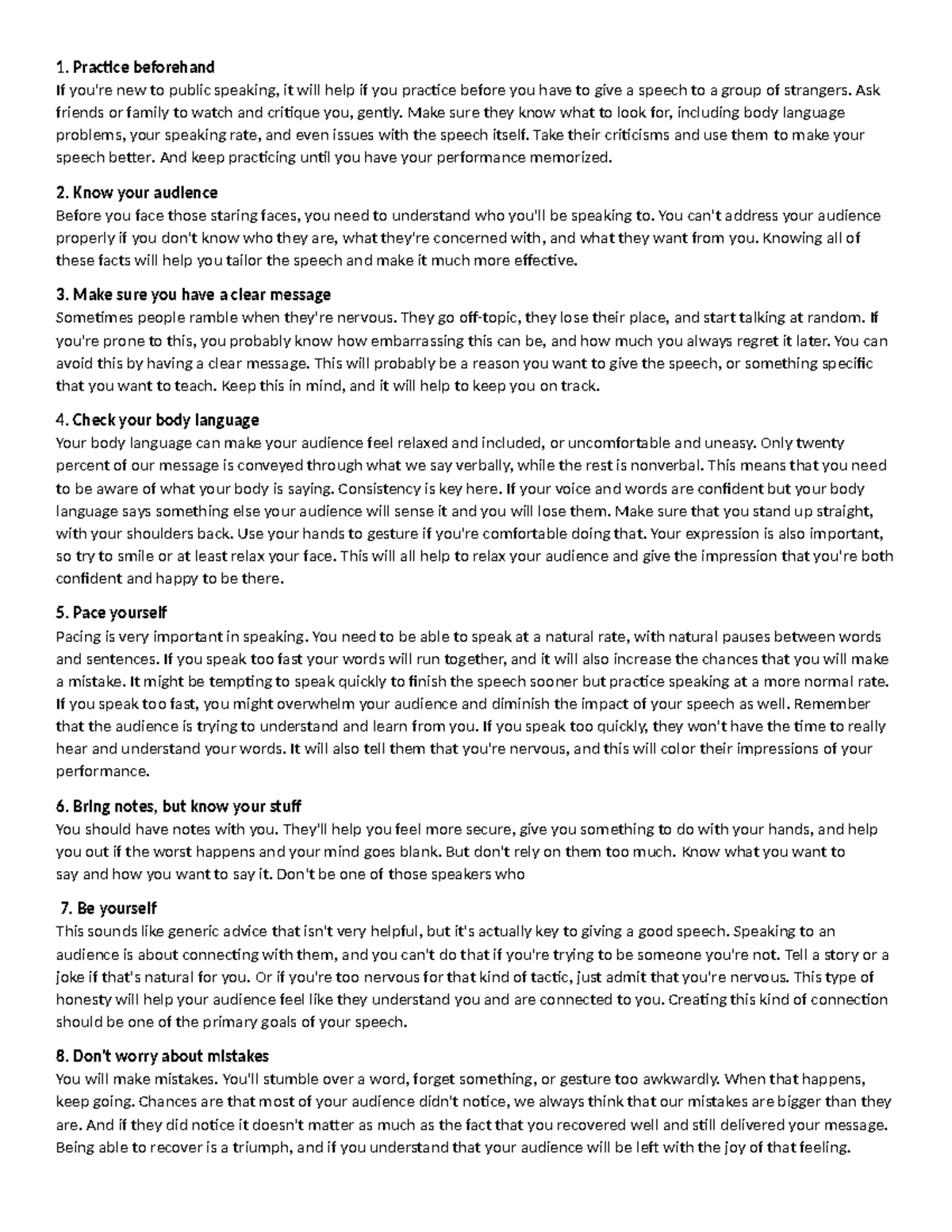 Tips of Public Speaking - Practice beforehand If you're new to public ...