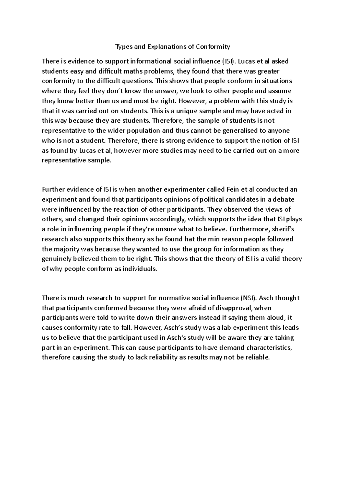 Social Influence AO3 - AO3 Points - Types and Explanations of ...