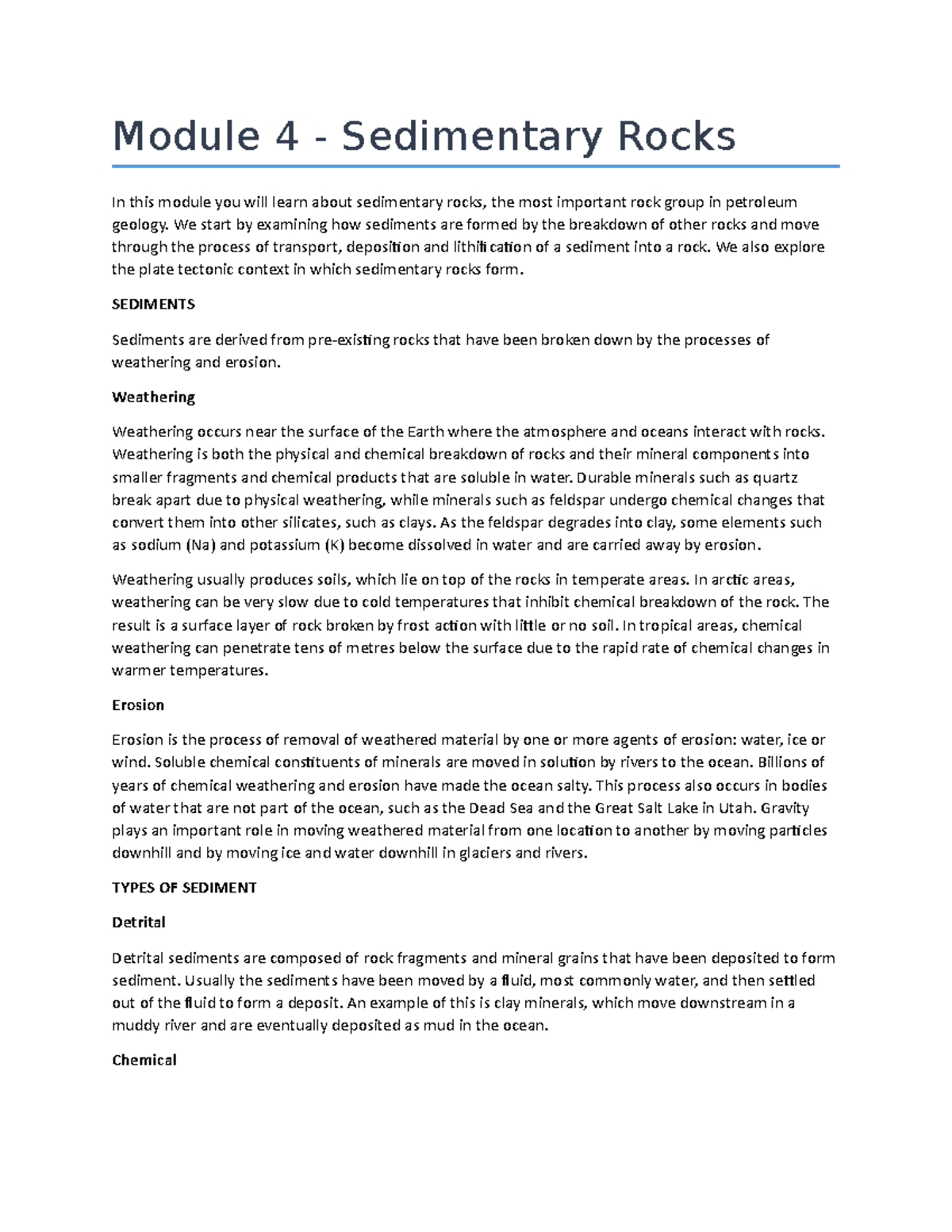 Sedimentary Rocks - GEOL 203 - SAIT Polytechnic - Studocu