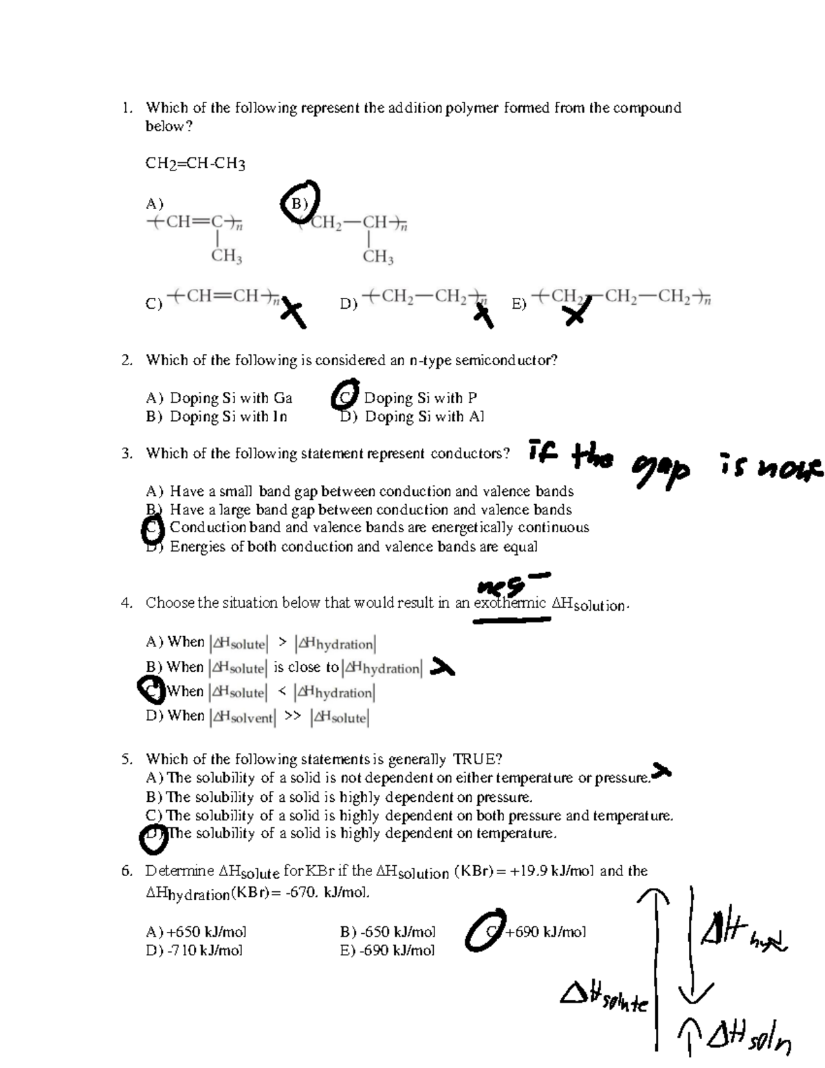 Practice test 2 - Which of the following represent the addition polymer ...