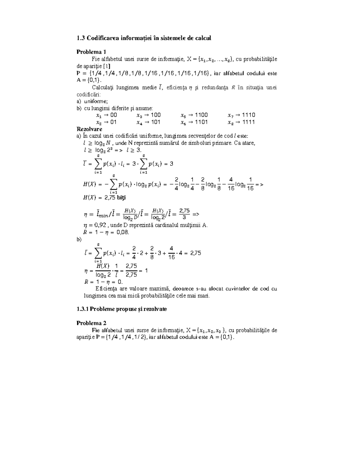 Seminar 03 Codificarea informatiei in sistemele de calcul - 1 ...