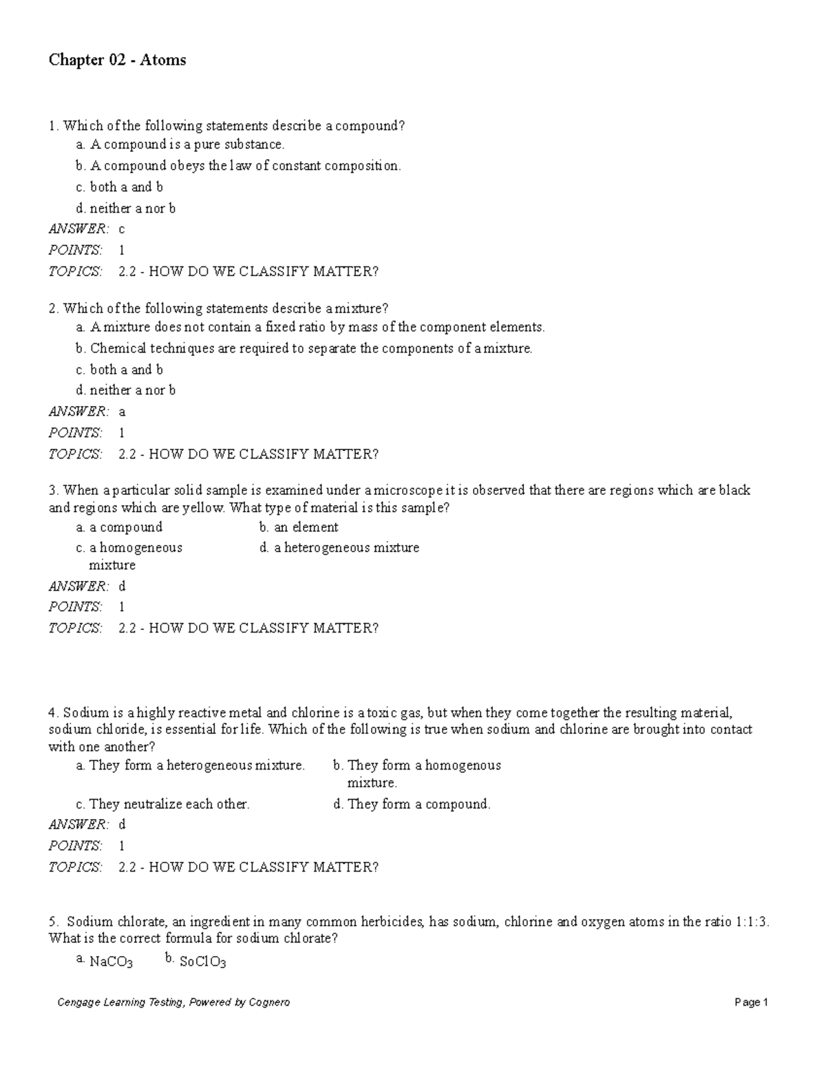 Chapter 02 Atoms HW ans - Which of the following statements describe a ...